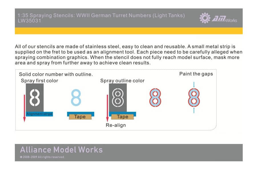 Alliance Modelworks Stencils - WWII German Turret Numbers & Letters (L ...