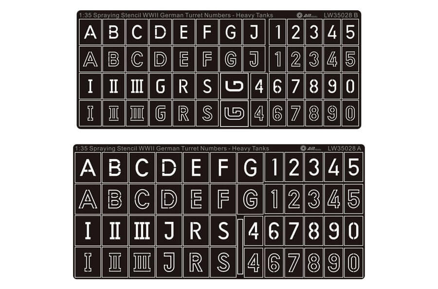 Alliance Modelworks Stencils - WWII German Turret Numbers & Letters (L ...